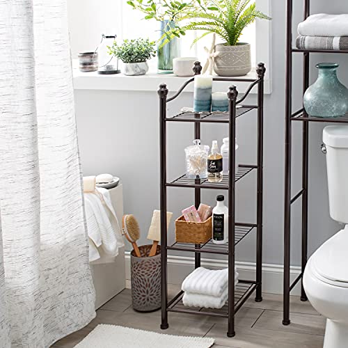 Organize It All 4 Tier Belgium Shelf Tower, Space Saver, Bathroom Organizer, Storage for Towels, Toiletries, Easy to Assemble,, Oil Rubbed Bronze