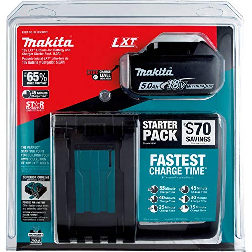 Makita BL1850BDC1 18V LXT® Lithium-Ion Battery and Charger Starter Pack (5.0Ah)