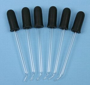 3 inch glass eye dropper bent tip (count 6)