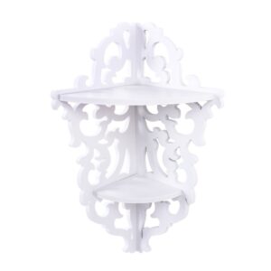 yosoo white double carved filigree wall panels,wall corner shelf, storage rack,flowerpot bath holder bathroom design wall shelf shelves,bolt inserting type