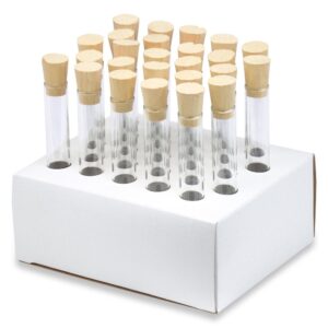 13x100mm test tubes with cork stoppers and cardboard rack, borosilicate glass, 7ml, karter scientific 220d6 (pack of 25)