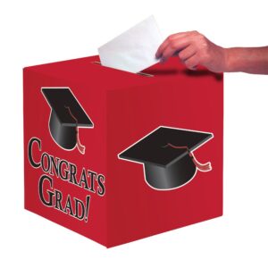 creative converting congrats grad card holder box, classic red -