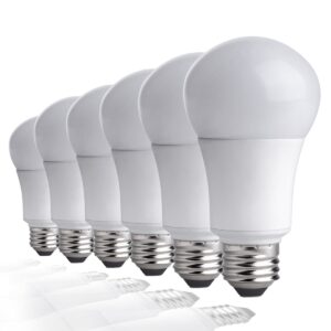 tcp la927knd6 led light bulbs 60 watt equivalent | energy efficient (9w) non-dimmable a19 shape e26 medium base, pack of 6, soft white, 6 lamps