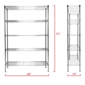 Apollo Hardware Chrome 5-Shelf Wire Shelving 14"x48"x72" (Chrome)