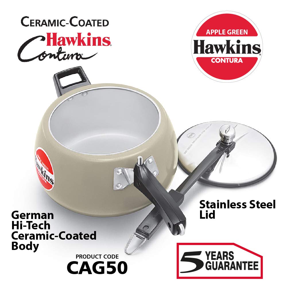 Hawkins Contura Pressure Cooker, 5 L, Apple Green