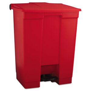 rubbermaid commercial indoor utility step-on waste container rectangular plastic 18gal red (614500red)