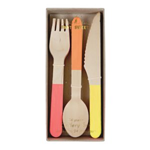 meri meri neon wooden cutlery set