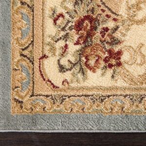 Unique Loom Versailles Collection Traditional Classic Floral Motif Area Rug (8' 0 x 10' 0 Rectangular, Slate Blue/ Ivory)