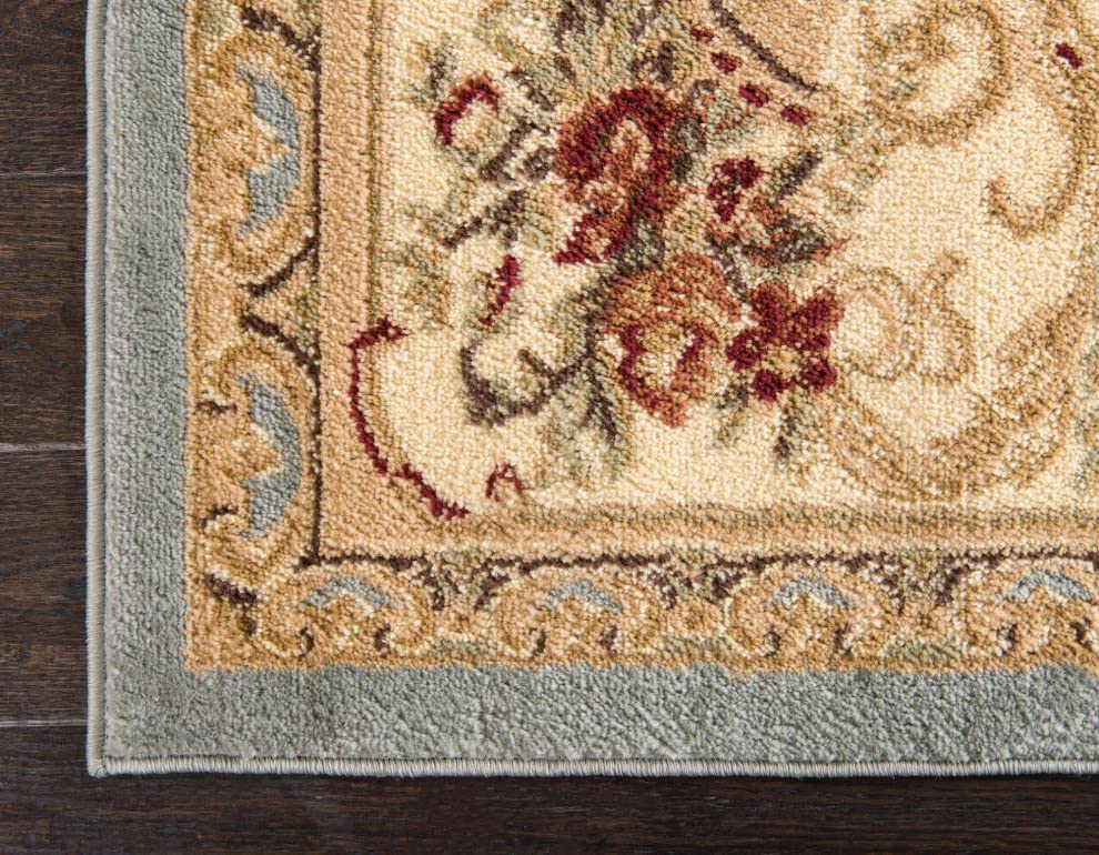 Unique Loom Versailles Collection Traditional Classic Floral Motif Area Rug (8' 0 x 10' 0 Rectangular, Slate Blue/ Ivory)