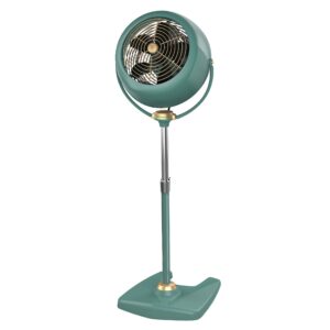 vornado vfan sr. pedestal vintage fan retro metal standing air circulator for cooling & decor 3 speeds, adjustable tilt green