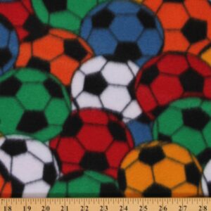 fleece soccer balls packed colorful sports fifa fleece fabric print by the yard 2073m-2n