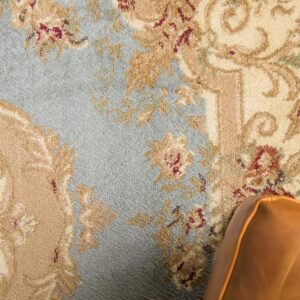 Unique Loom Versailles Collection Traditional Classic Floral Motif Area Rug (8' 0 x 10' 0 Rectangular, Slate Blue/ Ivory)