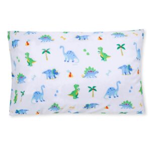 wildkin 100% cotton kids pillow case for boys & girls, soft & breathable fabric pillow cover, kids pillowcases fits standard size pillow, measures 20 x 30 inches (dinosaur land)