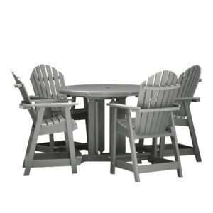 highwood hamilton 5 piece round counter height dining set, coastal teak