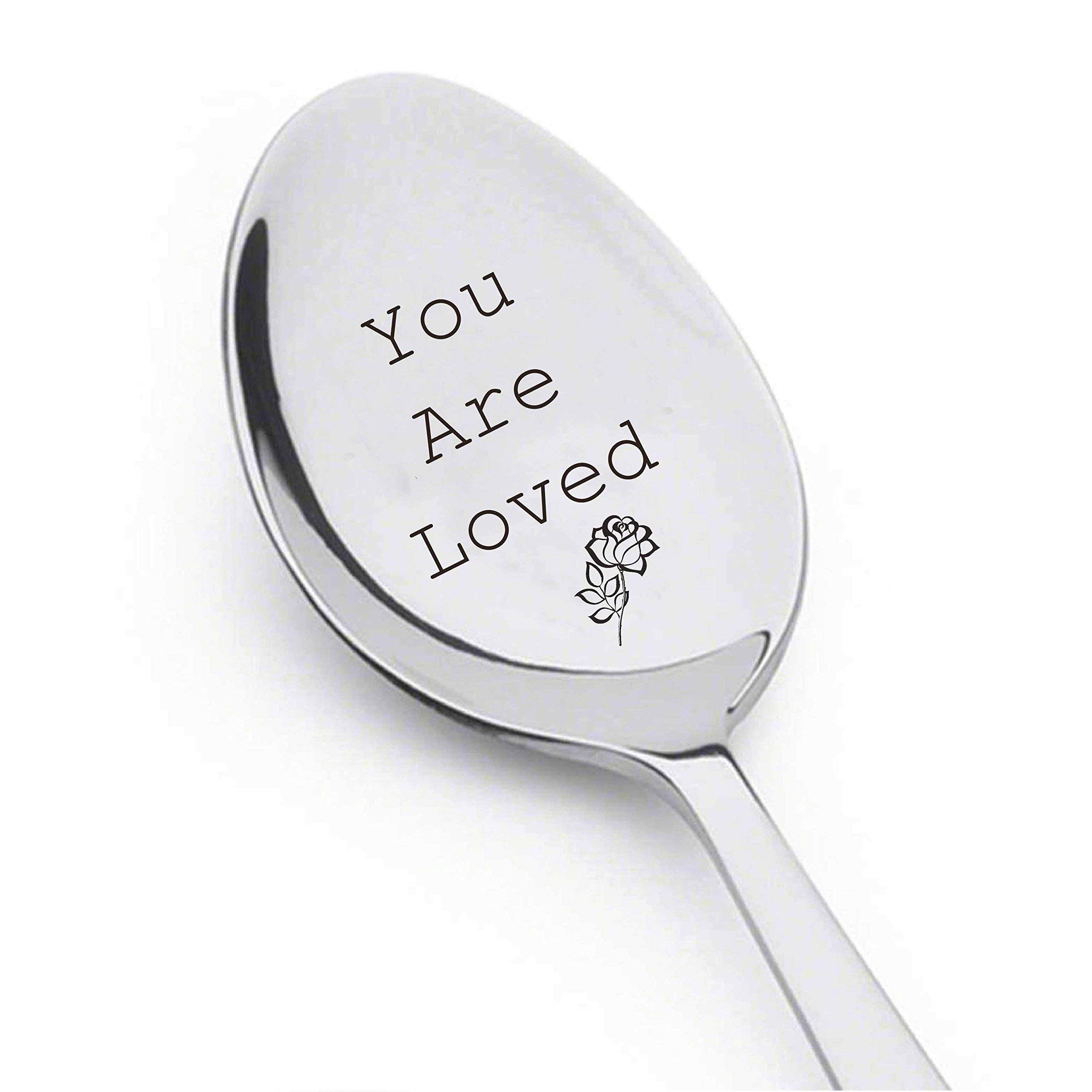 Boston Creative Company You are Loved Spoon with Rose Engraved Coffee Or Tea Spoon Special Occasion Spoon # 41