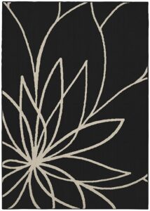 garland rug grand floral area rug, 5 x 7, black/ivory