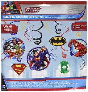 justice league™ foil swirl value pack decorations, party favor