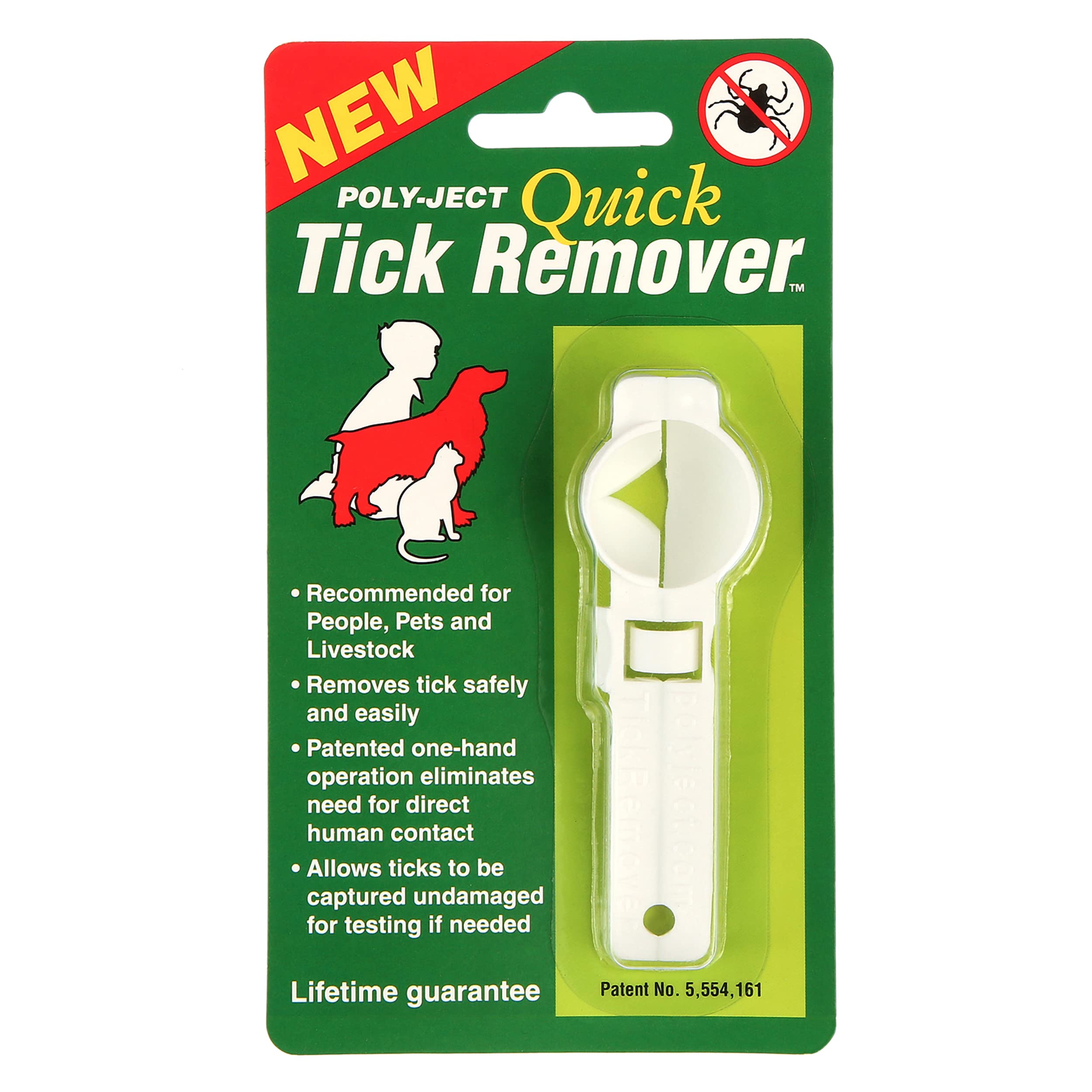 Poly-Ject Quick Tick Remover Tool Used for Tick Removal (Humans, Dogs, Cats, Animals)