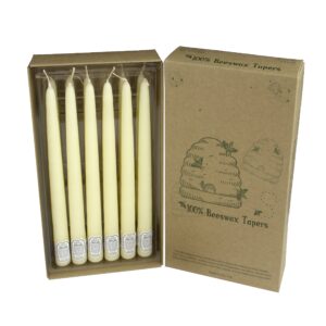 100% natural beeswax taper candles | light yellow | dinner candles | drip-resistant (12-pk beeswax tapers)