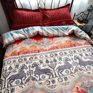 dodou boho style bedding set boho duvet cover set bohemian bedding set 3pcs queen (no comforter insert)