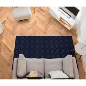 garland rug sparta 5 ft. x 7 ft. non slip polypropylene indigo area rug - ideal for living rooms & hallways, stylish & durable for high-traffic areas