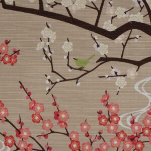 Furoshiki Wrapping Cloth Plum Blossoms and Birdies Motif Japanese Fabric 50cm