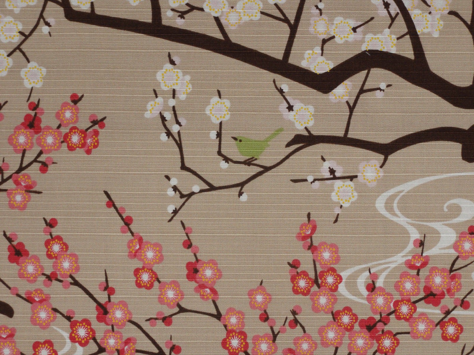 Furoshiki Wrapping Cloth Plum Blossoms and Birdies Motif Japanese Fabric 50cm