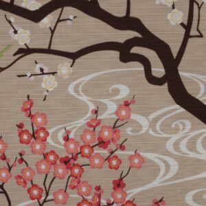 Furoshiki Wrapping Cloth Plum Blossoms and Birdies Motif Japanese Fabric 50cm