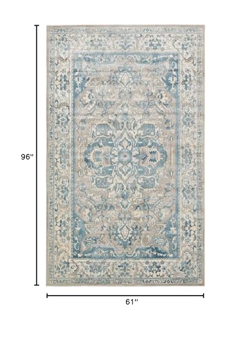 Unique Loom Paris Collection Area Rug - Louisa (5' 1" x 8' Rectangle, Dark Gray/ Beige)