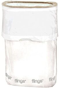 flings® bin disposable trash can for parties - 13 gallon plastic pop up garbage can (1 pc) perfect solution for waste at events and parties - white