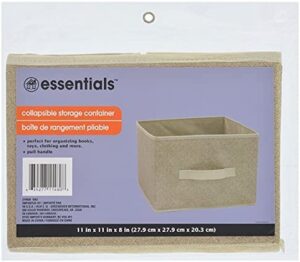 essentials collapsible storage container with handles (11"x11"x8") - tan