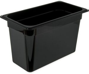 carlisle foodservice products storplus food pan, food storage container with spoonable corners for catering, buffets, restaurants, polycarbonate (pc), 1/3 size 8 inches deep, black