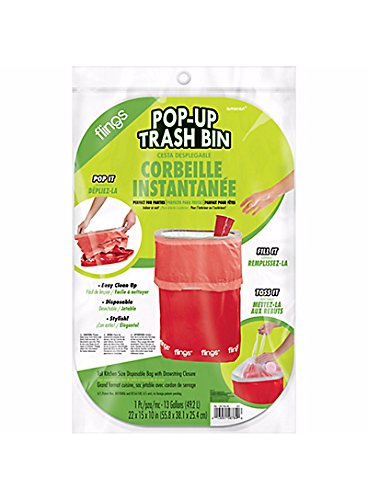 amscan Apple Red Flings Pop-Up Trash Bin, 22 x 15 x 10"/13 gallon