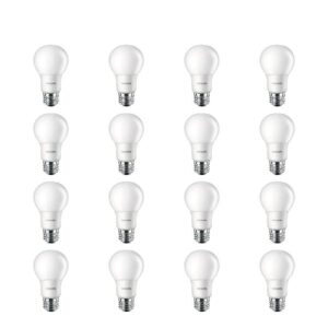 philips led frosted flicker-free a19, non-dimmable, eyecomfort technology, 450 lumen, soft white light (2700k), 6.5w=40w, e26 base, pack of 16