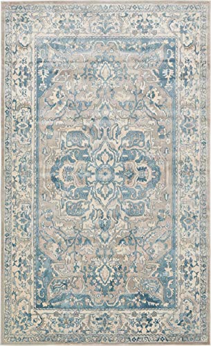 Unique Loom Paris Collection Area Rug - Louisa (5' 1" x 8' Rectangle, Dark Gray/ Beige)