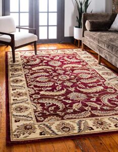 unique loom voyage collection traditional oriental classic intricate floral design area rug, 4 ft x 6 ft, red/ivory