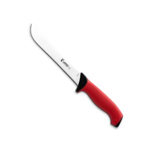 jero pro series tr 7" narrow butcher & skinning knife - commercial grade butcher knife - double injection molded handle with thick santoprene out layer - german stainless steel blade - 1370tr