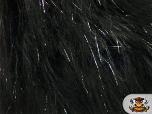 faux fur long pile sparkling tinsel black fabric / 58" w/sold by the yard