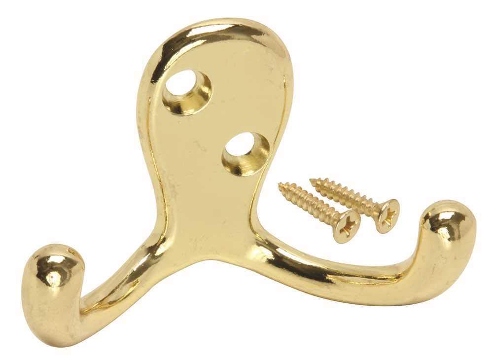 ANVIL MARK 802503 Double Wardrobe Double Hook Polished, Brass