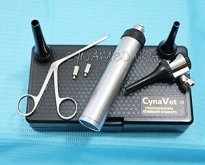 new cynamed led veterinary otoscope kit + 1 alligator forceps + 1 bulb