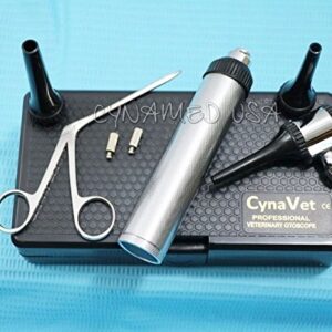 New Cynamed Led Veterinary Otoscope Kit + 1 Alligator Forceps + 1 Bulb