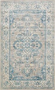 unique loom paris collection area rug - louisa (5' 1" x 8' rectangle, dark gray/ beige)