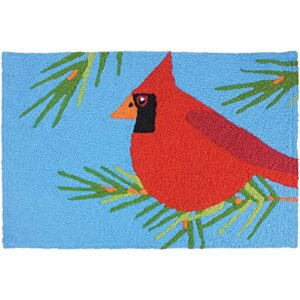 jellybean christmas cardinal perched in pines 21x33" indoor/outdoor doormat rug