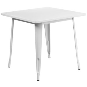 flash furniture felix commercial grade 31.5" square white metal indoor-outdoor table