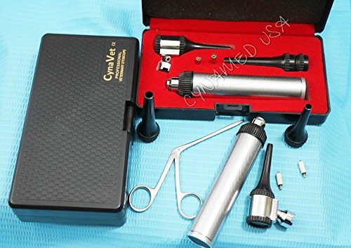 New Cynamed Led Veterinary Otoscope Kit + 1 Alligator Forceps + 1 Bulb