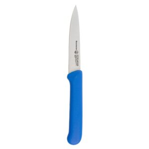 Messermeister Petite Messer 4” Spear Point Parer with Matching Sheath, Blue - German 1.4116 Stainless Steel & Ergonomic Handle - Lightweight, Rust Resistant & Easy to Maintain