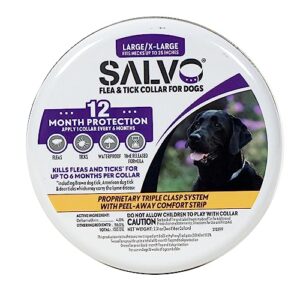 salvo flea and tick collar for dogs - pack of 2 for 12 months of protection - flea and tick prevention for dogs (large)