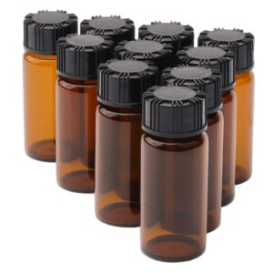 jiuwu 10 pack glass vials with screw caps，amber small vials,10 ml glass vials,glass bottles for sample,essential oil,perfume,liquid sampling sample