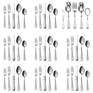 mikasa french countryside 45-piece stainless steel flatware set with serveware, service for 8