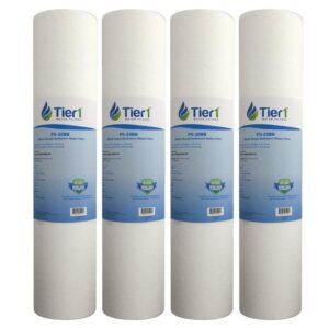 tier1 5 micron 20 inch x 4.5 inch | 4-pack spun wound polypropylene whole house sediment water filter replacement cartridge | compatible with pentek dgd-5005-20, sdc-45-2005, home water filter